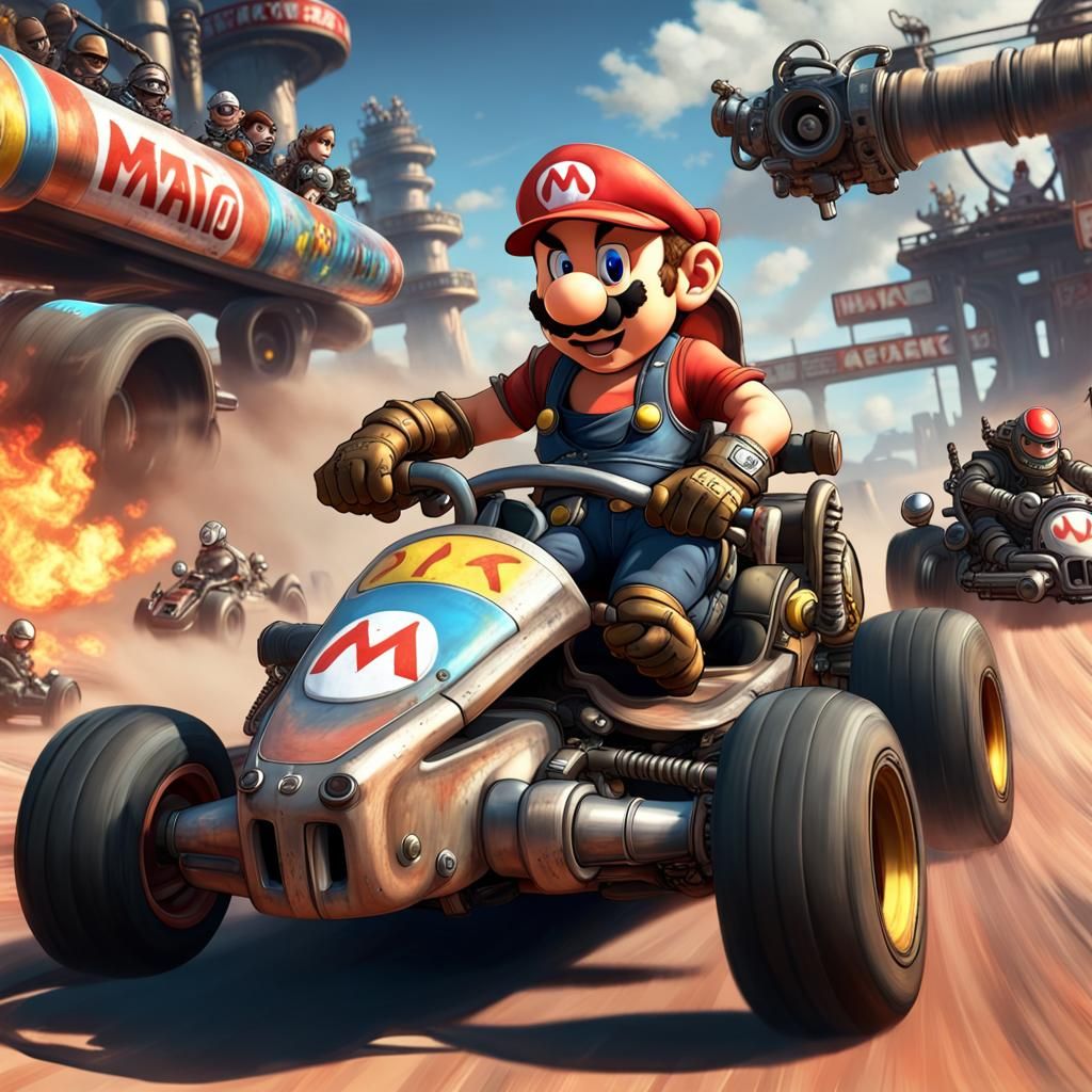 Mad Max Mario Kart, cyberpunk - AI Generated Artwork - NightCafe Creator