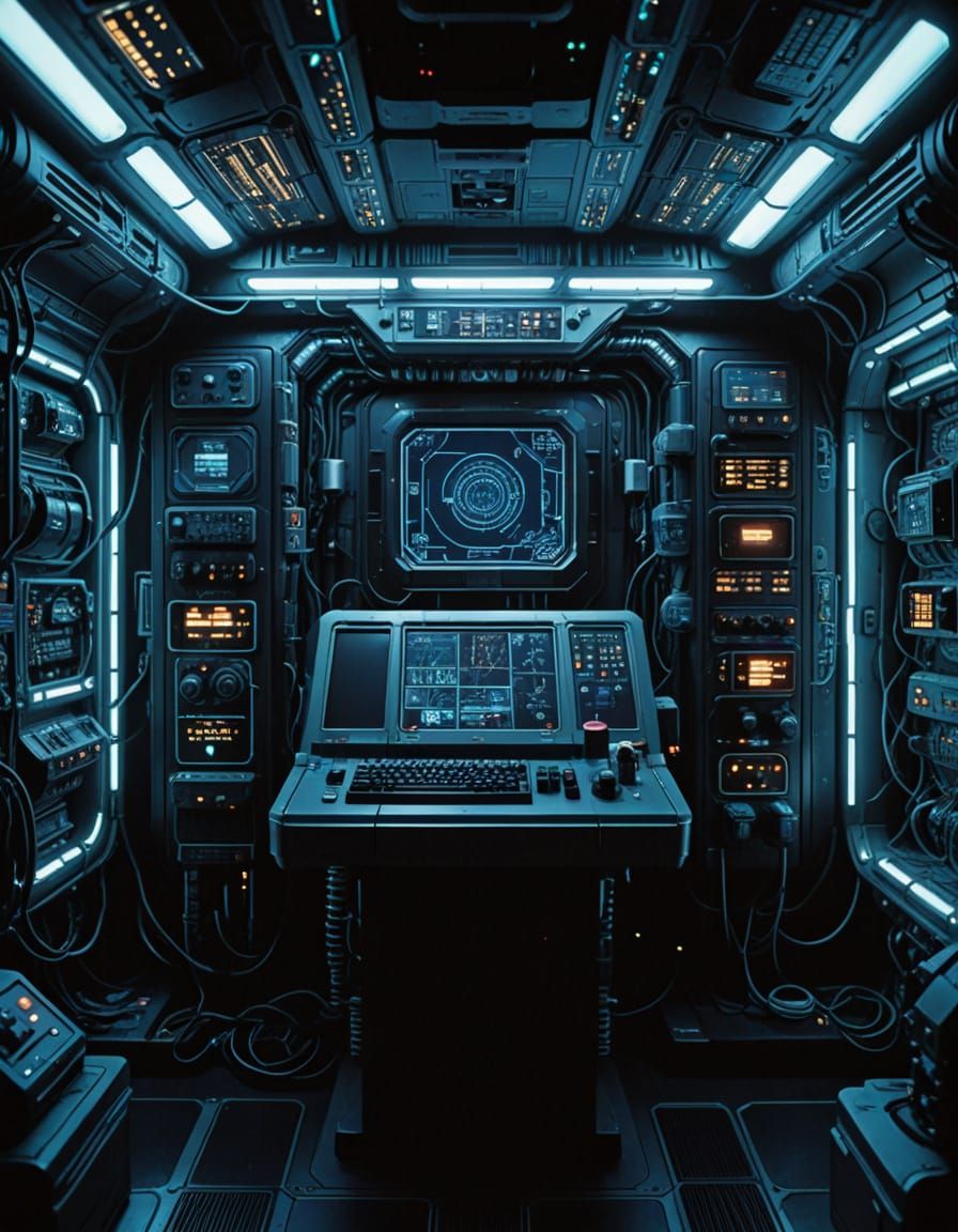 Retro Futuristic Mainframe Mother in a Spaceship - AI Art