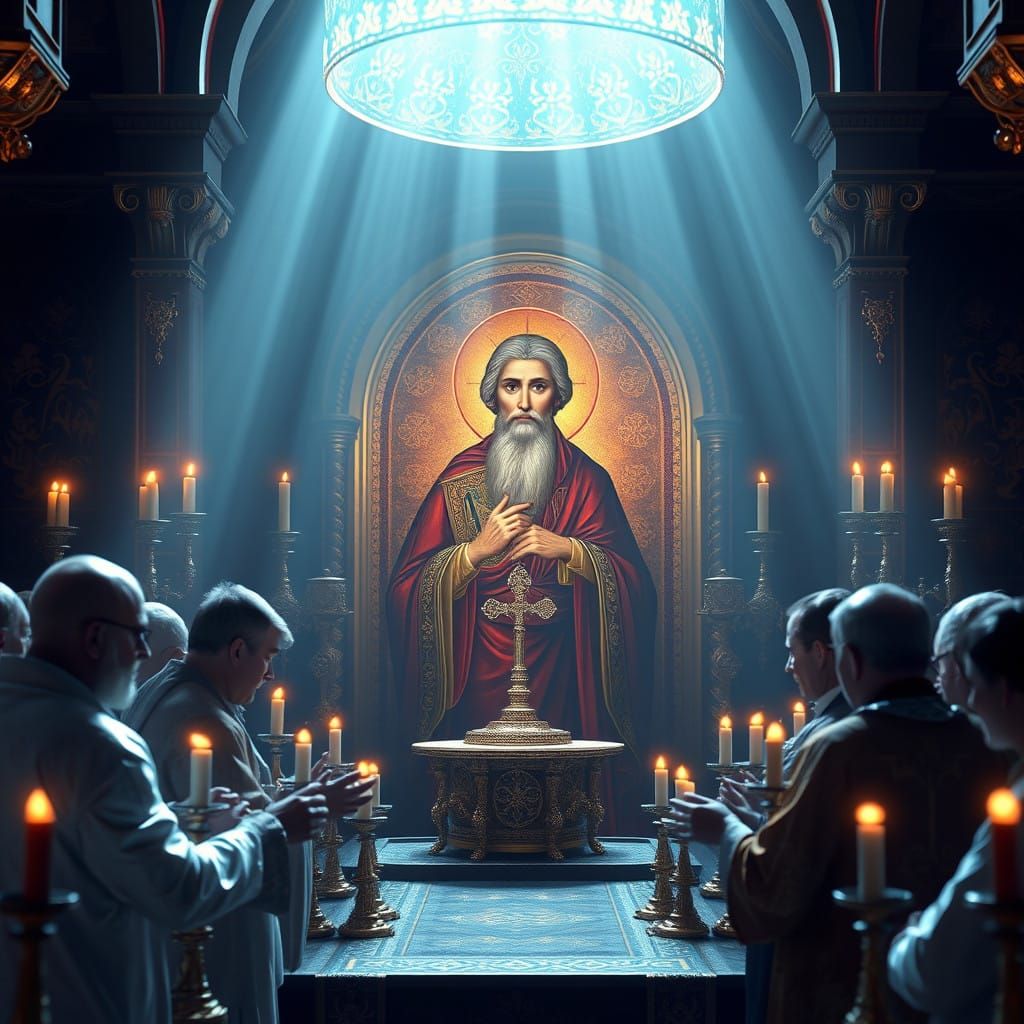 Ethereal Orthodox Iconography in a Futuristic, Hig... - AI Art