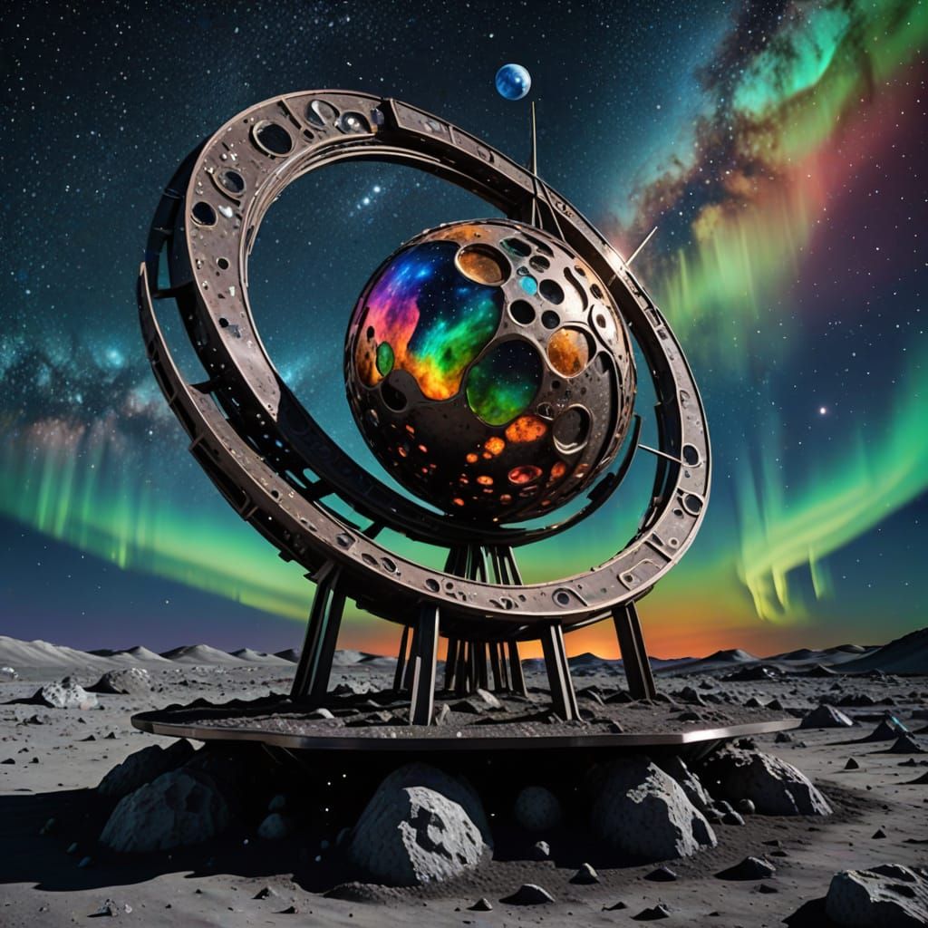 Cosmic Metal Odyssey on the Lunar Surface - AI Art