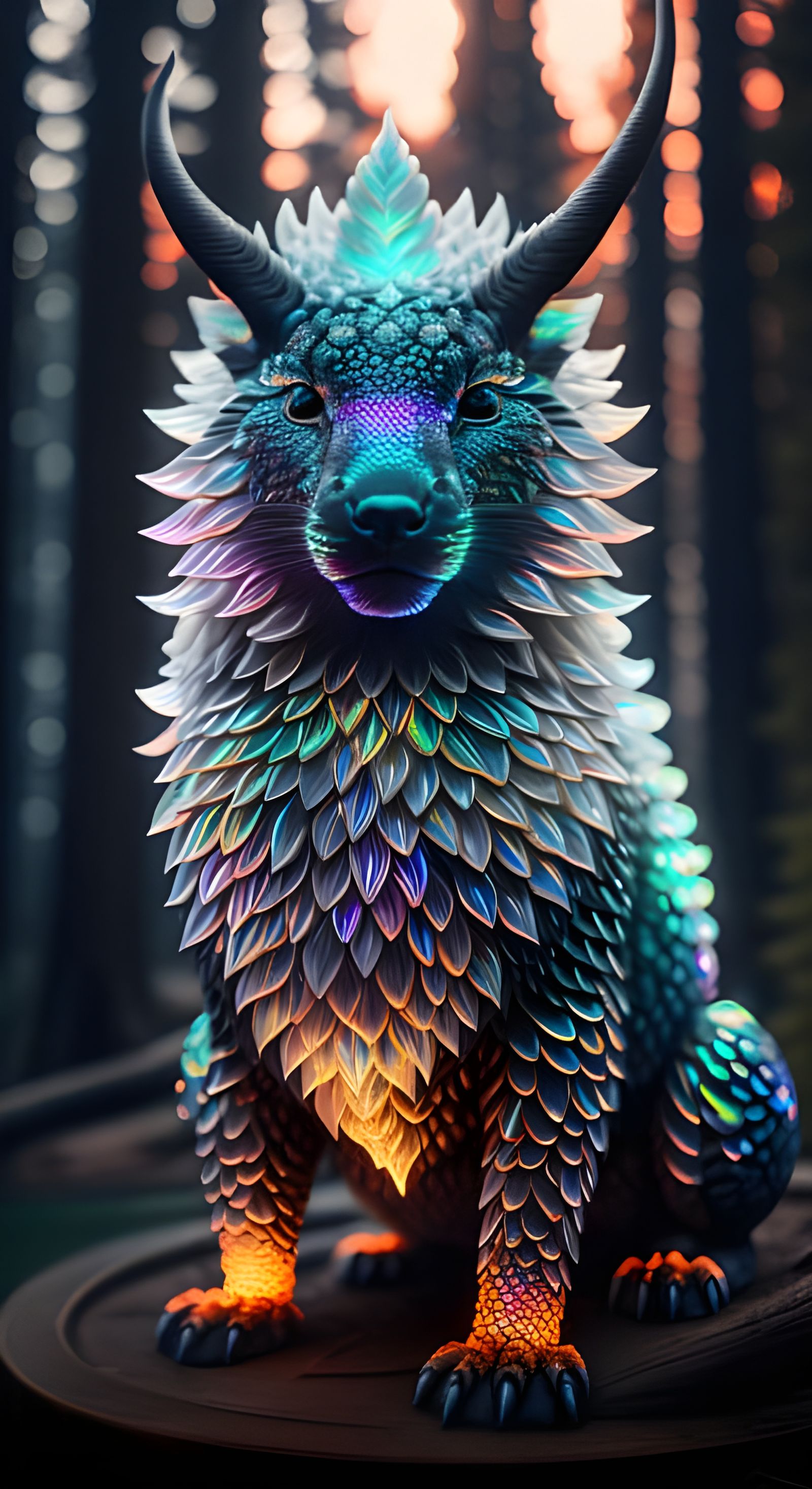 Iridescent-creature surrounded by a forest - AI Generated Artwork ...