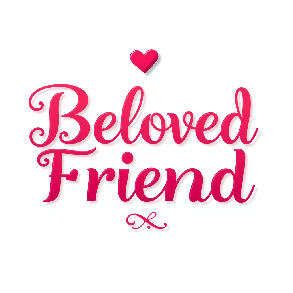 3D heavy bold calligraphy script text, making the words "Beloved Friend ...