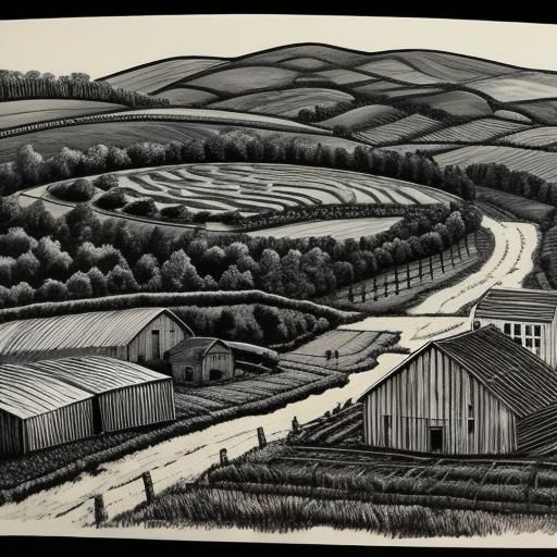 Farm. Ink. Abstract. - AI Generated Artwork - NightCafe Creator