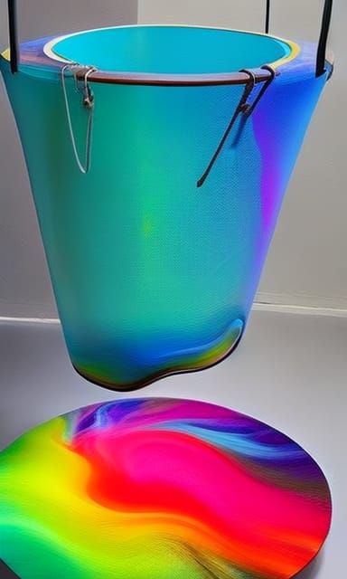 Swinging bucket 3 Hole's leaking on canvas on floor acrylic art ...