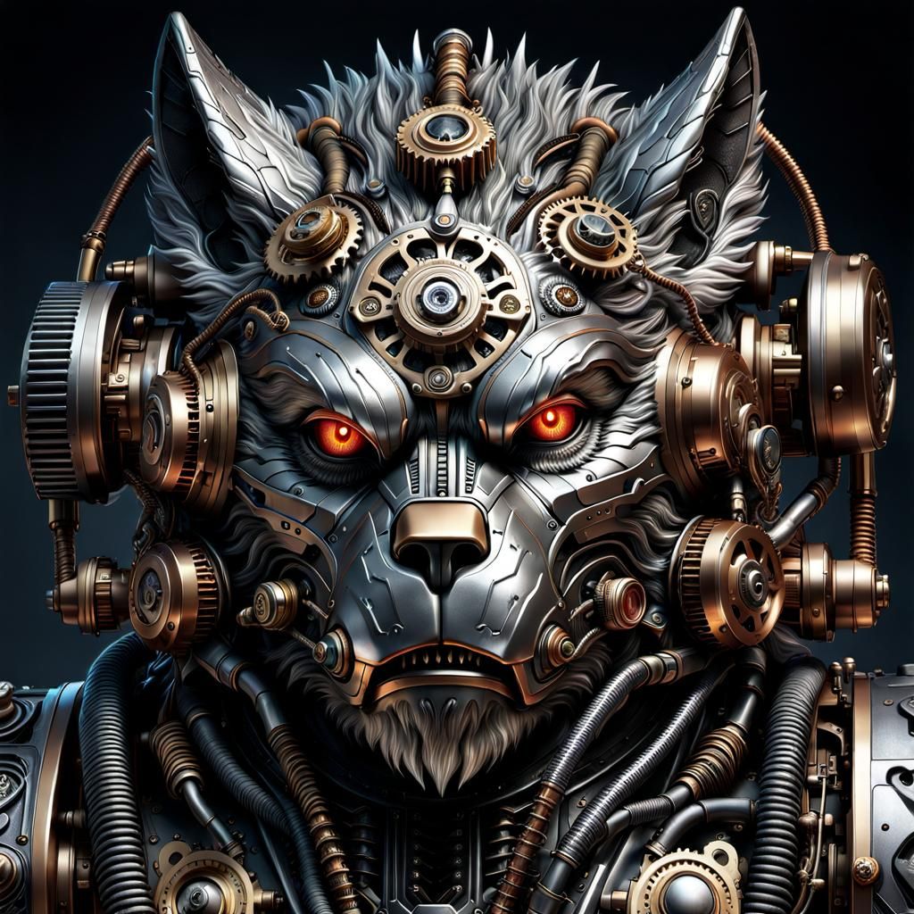 Cyborg - Wolf - AI Generated Artwork - NightCafe Creator
