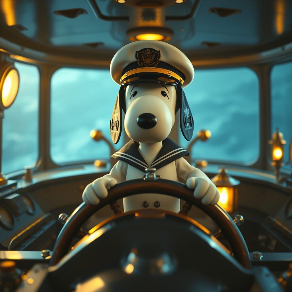 Snoopy Commands Retro-Futuristic USS Nautilus - AI Art