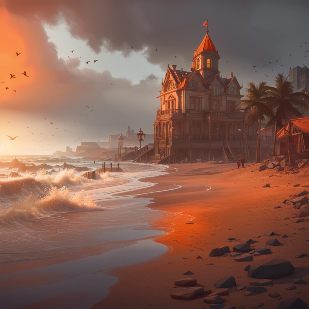 summer gloom over british beach - AI Generated Artwork - NightCafe Creator