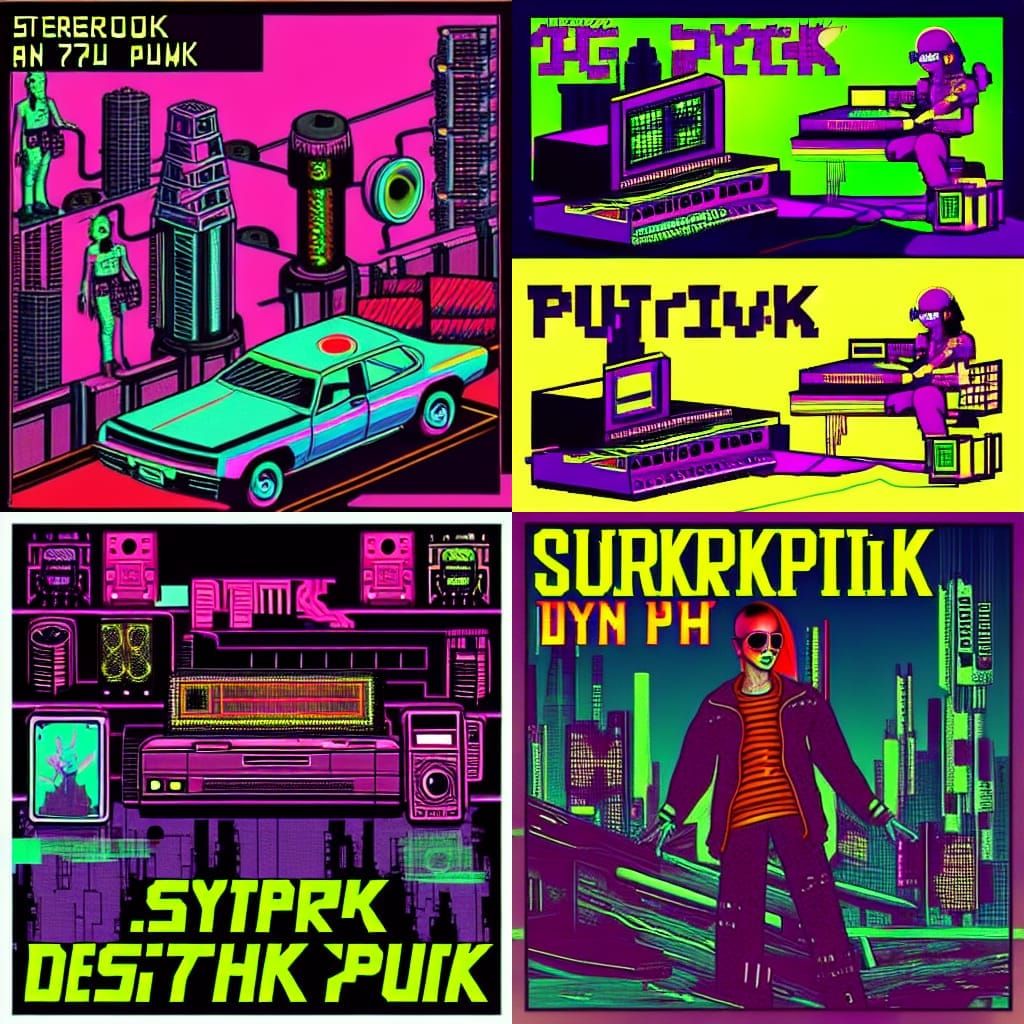 Cyberpunk Cityscape in Retro Atompunk Style - AI Art