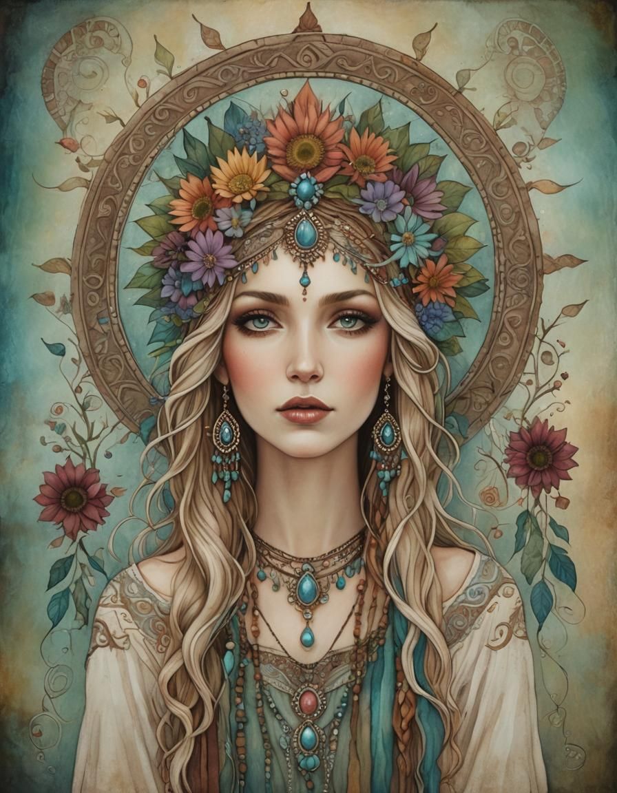 Boho Chic, Portrait - AI Generated Artwork - NightCafe Creator
