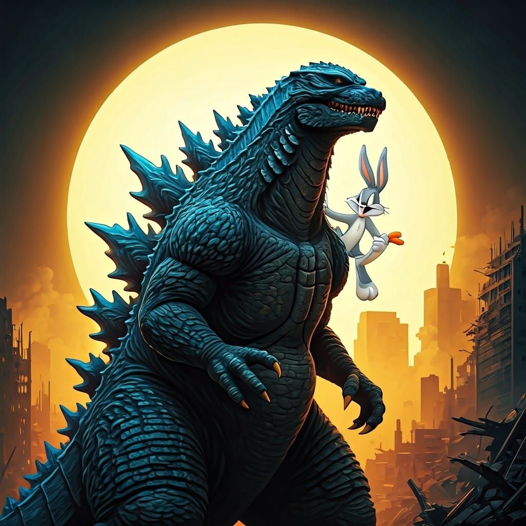 godzilla x bugs bunny - Godzilla and Bugs Bunny Unite in Cl...