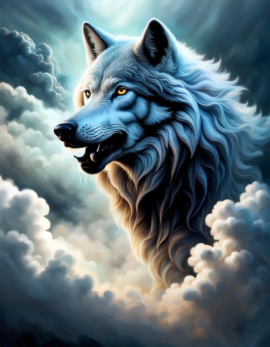 Wolf in The Clouds - AI Generated Artwork - NightCafe Creator