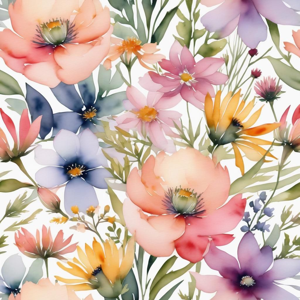 A wallpaper of vibrant watercolor wildflowers - AI Generated Artwork ...