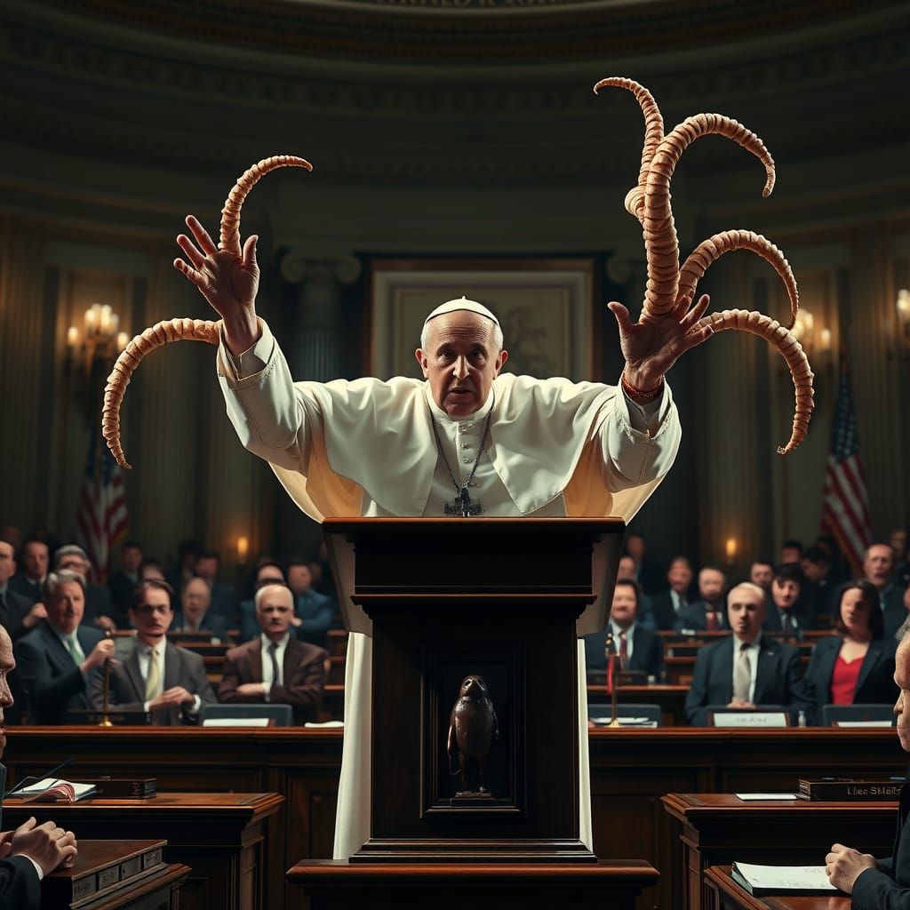 Pope Francis transforming into an alien worm like from the movie ...