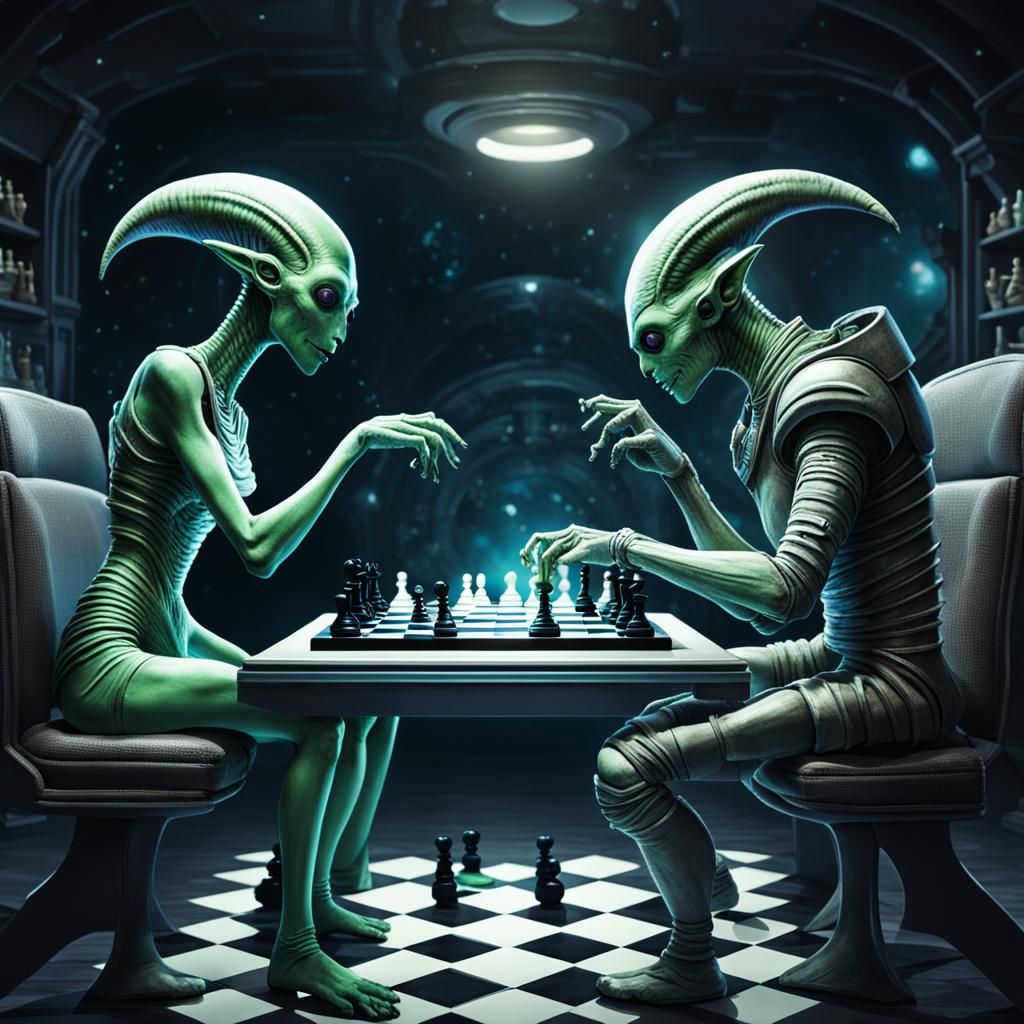 Chess Match #3 Alien vs Alien - AI Generated Artwork - NightCafe Creator