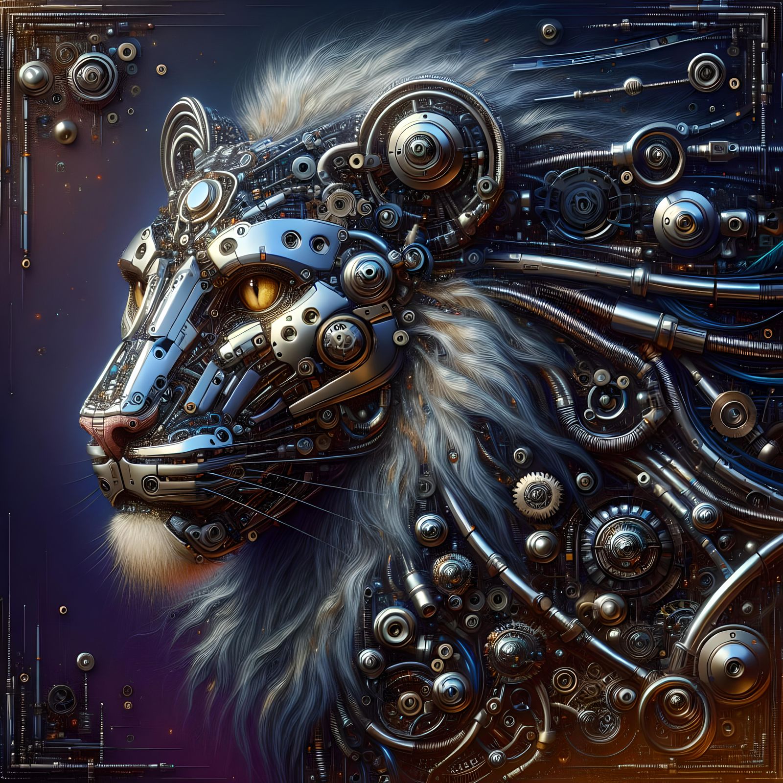Mechanical Lion - AI Generated Artwork - NightCafe Creator