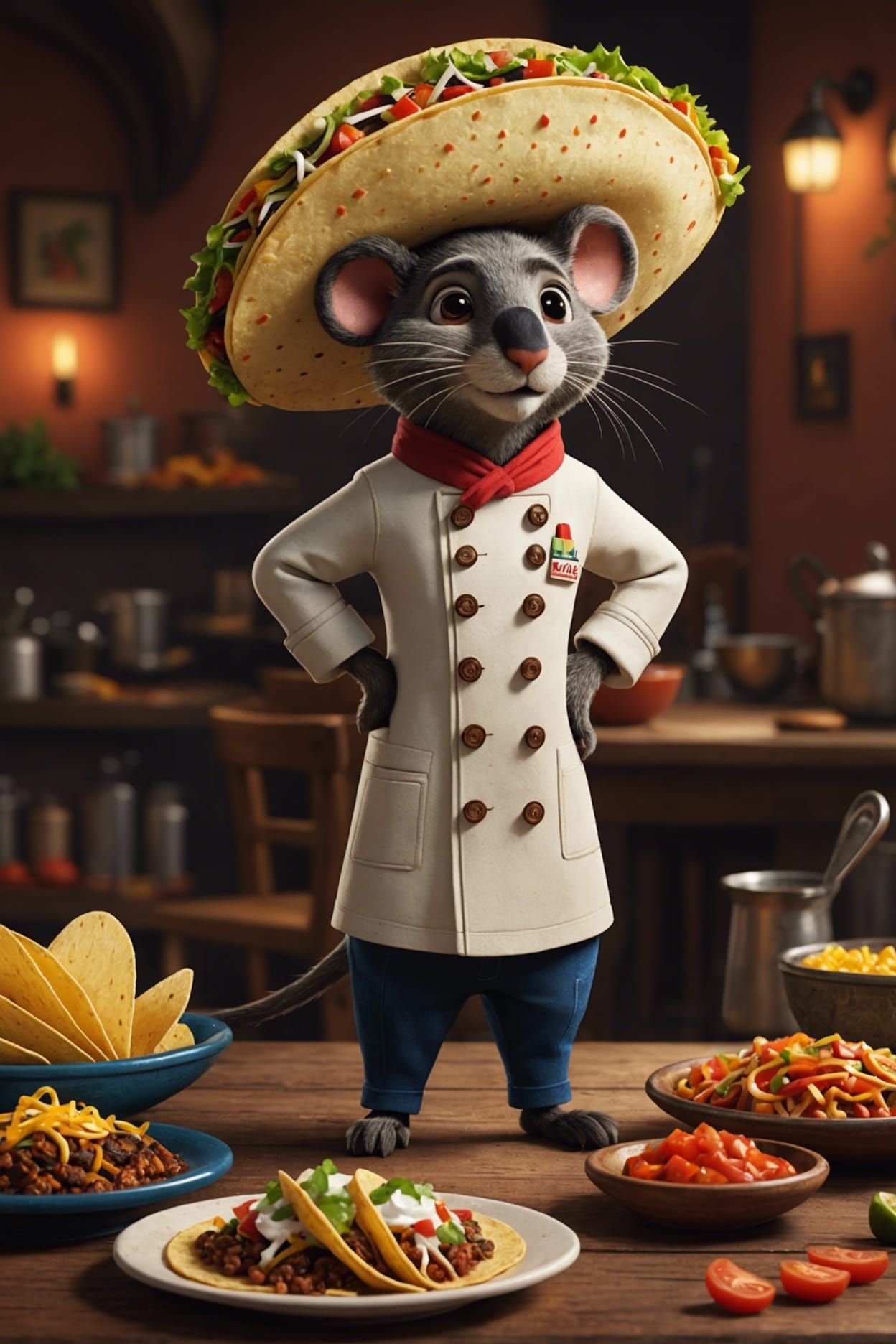 A delicious and reaslistic mexican taco food made by the famous pixar ...