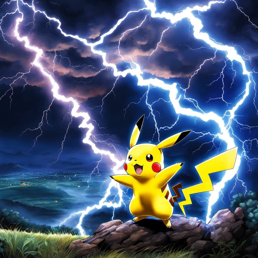 Pikachu Shooting Lightning Bolts, by artist "MAPPA", Anime, Manga ...