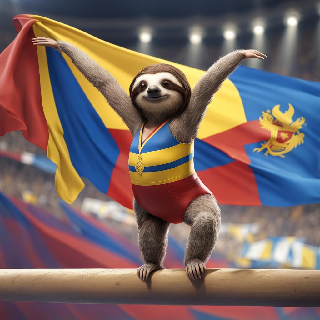 Slothia Comăneci, at the Montreal 1976 Olympics - AI Generated Artwork ...