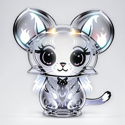 Adorable cute Bioluminescent chibi ghost cat, adorable ghostly cat semi ...