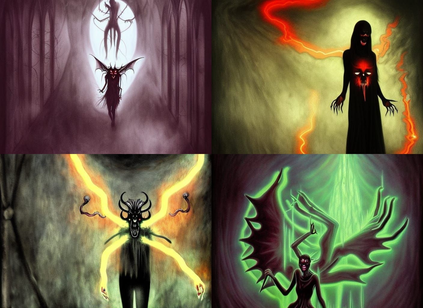 There is a demon that follows me everywhere analogous colors gothic art ...