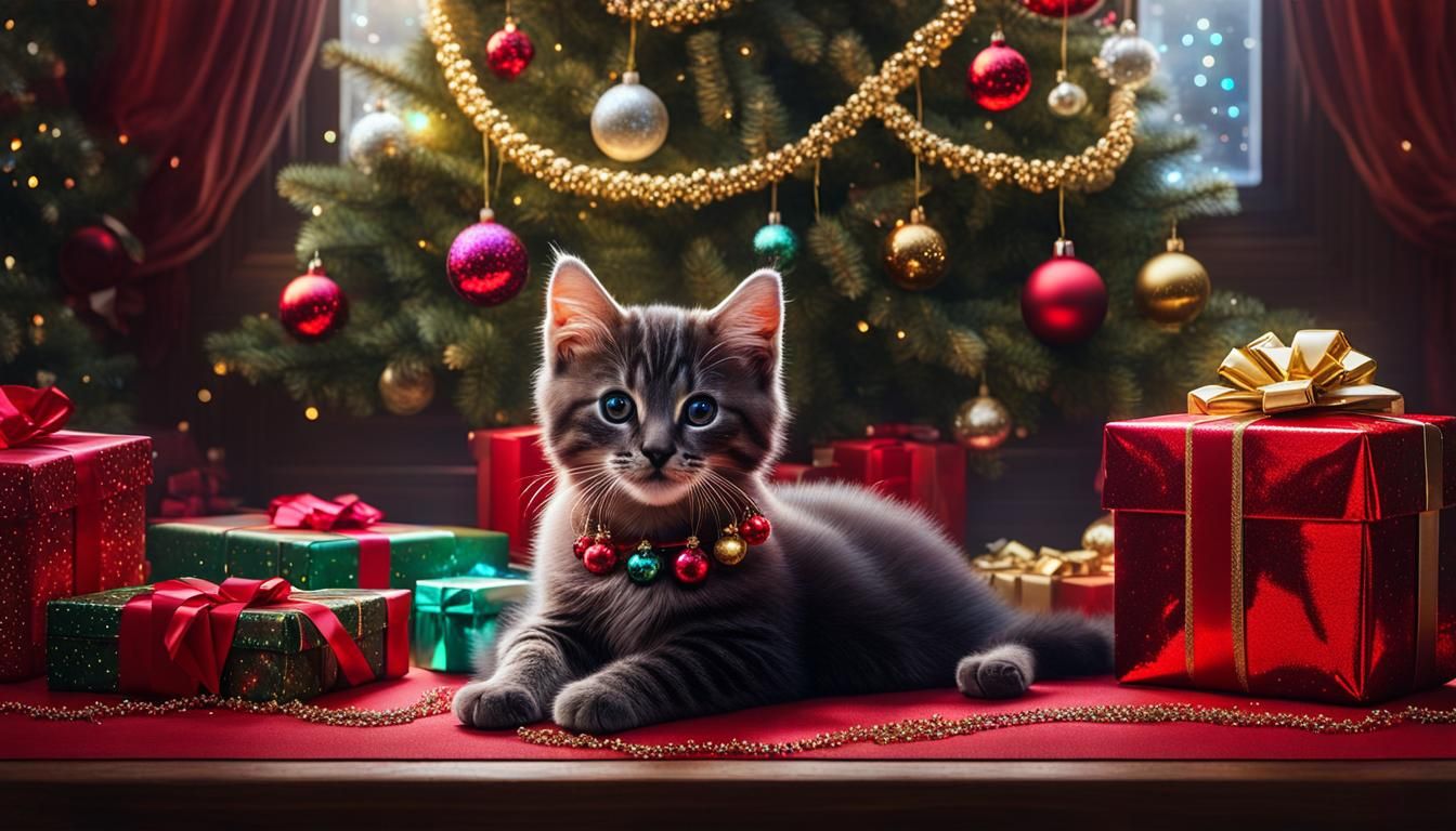 christmas cat - AI Generated Artwork - NightCafe Creator