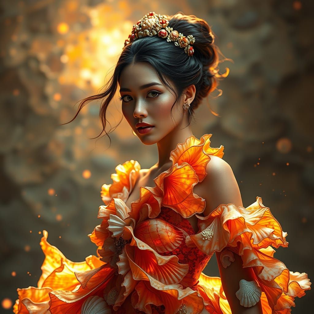 dress - Sea Shell Goddess in Triadic Colors