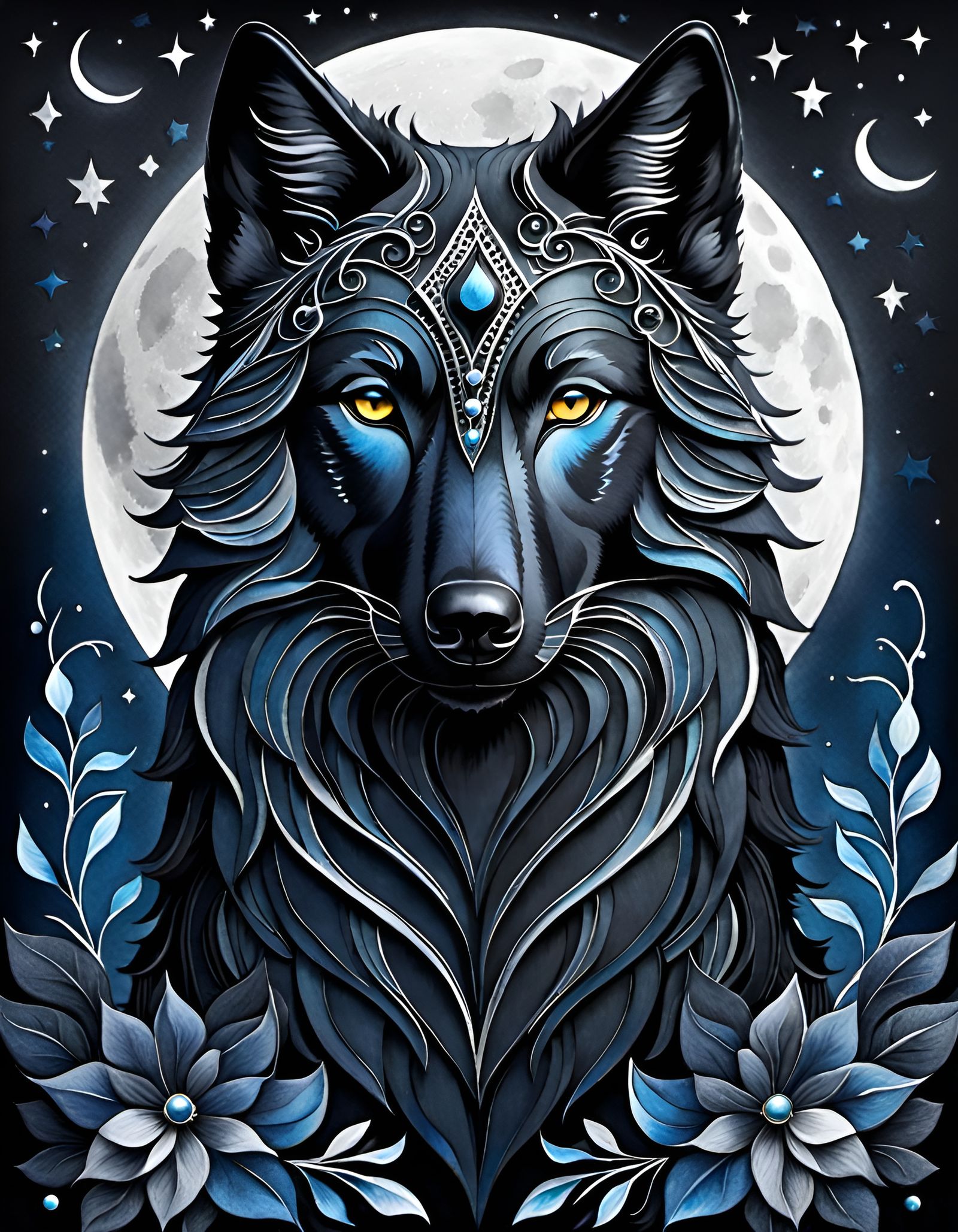 Mystical Midnight Wolf - AI Generated Artwork - NightCafe Creator