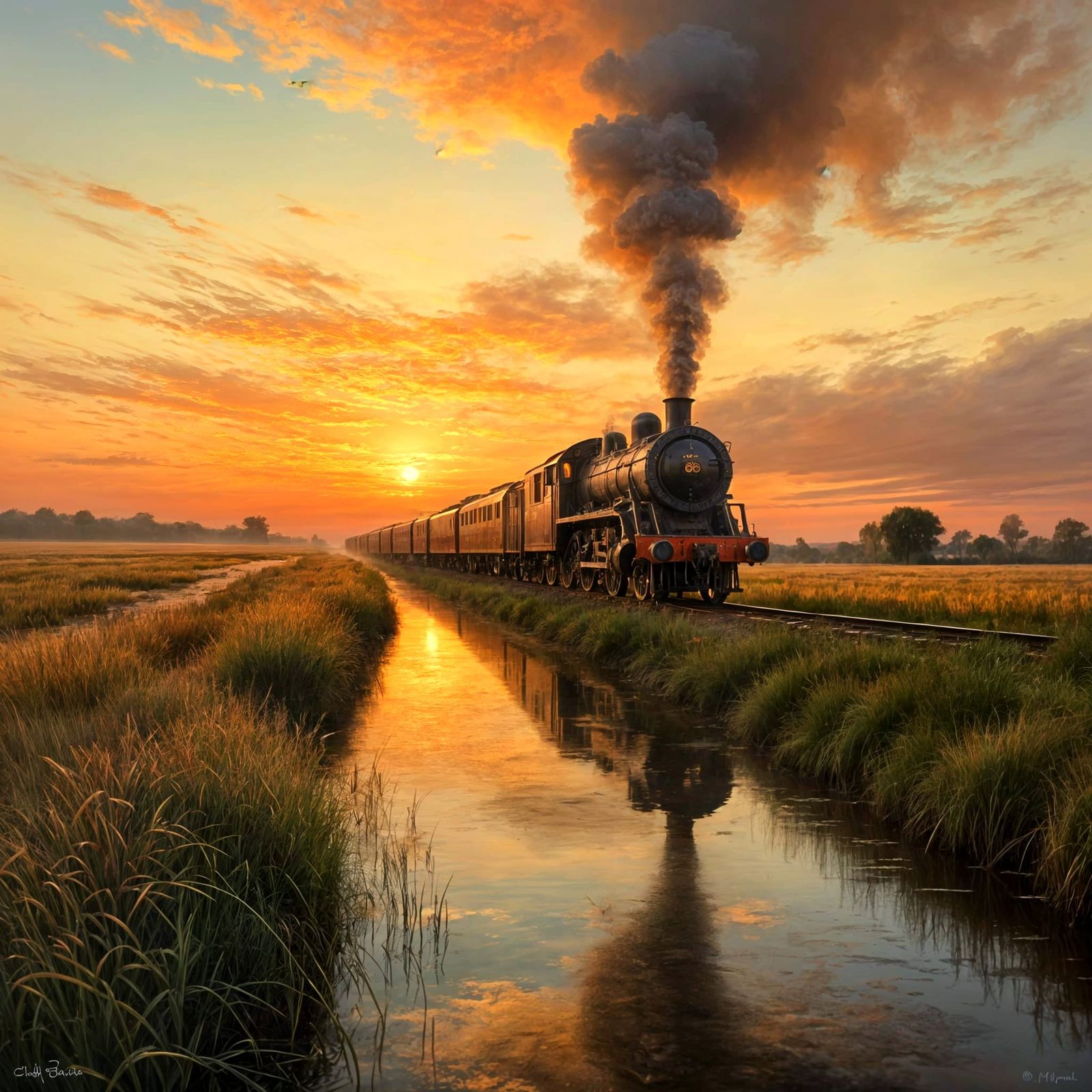A steam locomotive rolling down the track