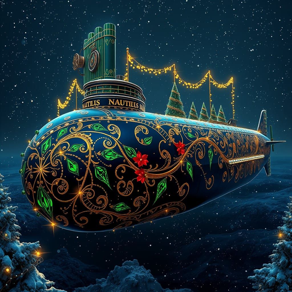 vintage christmas " NAUTILUS" under seaboat