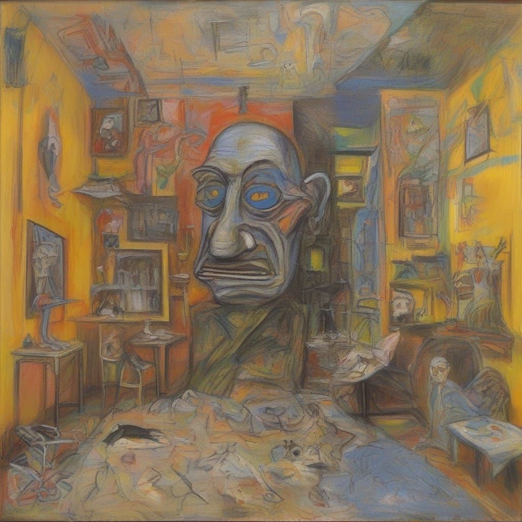 Surrealist Horror Art in Vibrant Crayon Style - AI Art