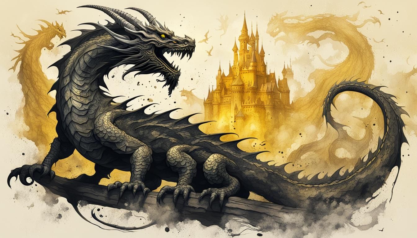 Ink dragon - AI Generated Artwork - NightCafe Creator