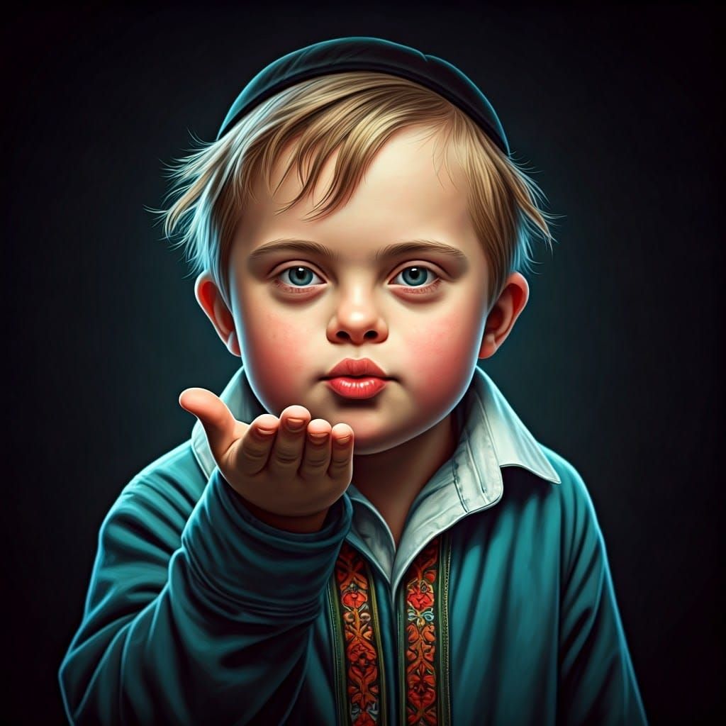 Orthodox Haredi Hasidic child in a studio photo Blond face of a child ...