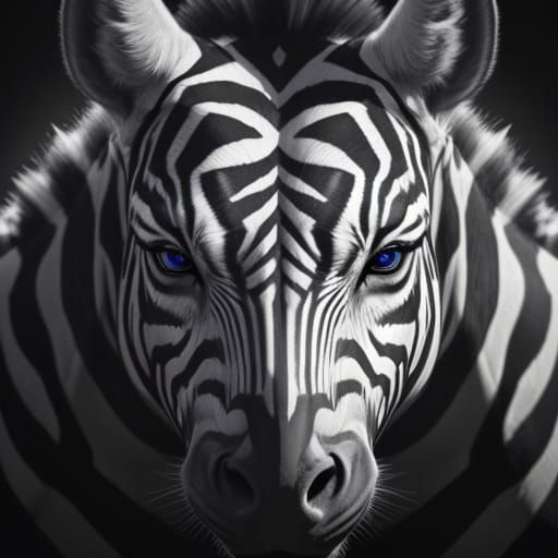 Zeb's Piercing Eyes - Hyper-Realistic Zebra Portrait with Pi...