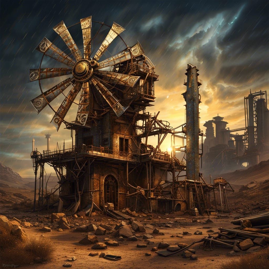 Derelict steampunk windmill - AI Generated Artwork - NightCafe Creator
