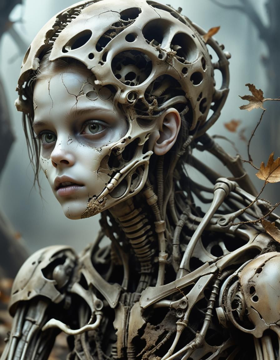 Decay - Biomechanical Surrealism: Weathered Bone Maiden Emer...