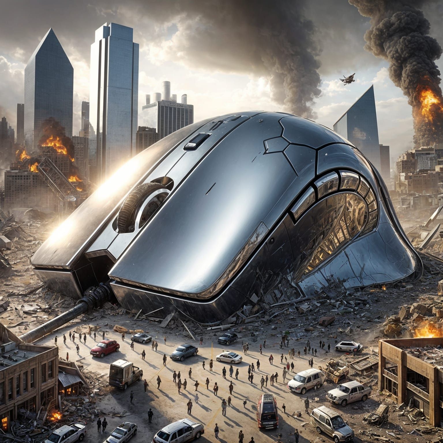 Cyberpunk Apocalypse: Chrome Gaming Mouse Devastat... - AI Art