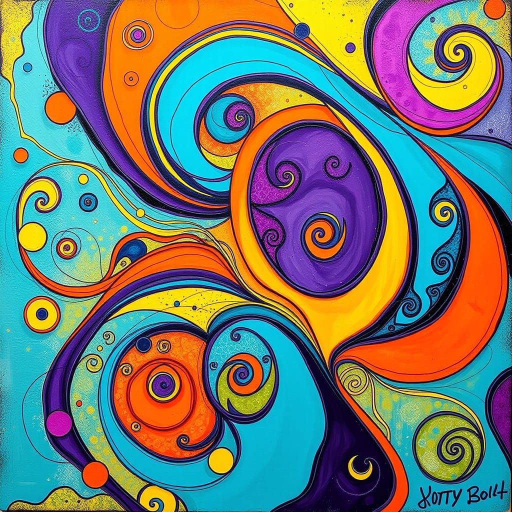 Vibrant Abstract Art in Bold Complementary Colors - AI Art