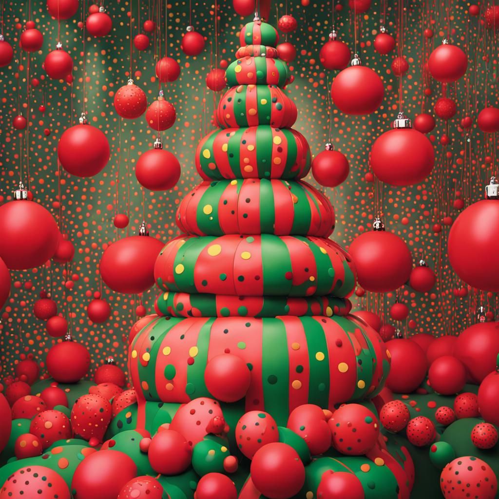 16k resolution, art by Yayoi Kusama, Andy Warhol, pop art Christmas ...