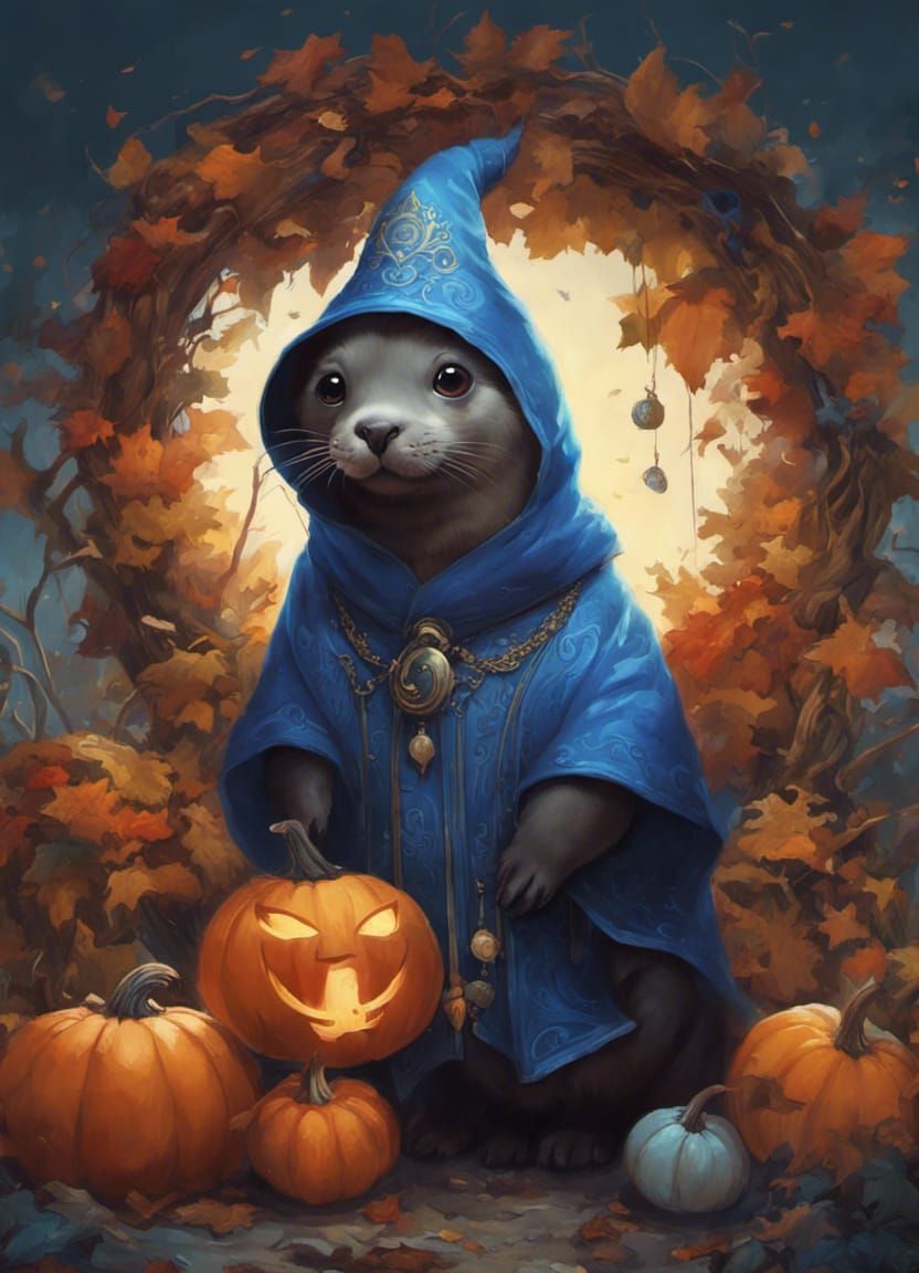 Blue Otter Wizard - AI Generated Artwork - NightCafe Creator
