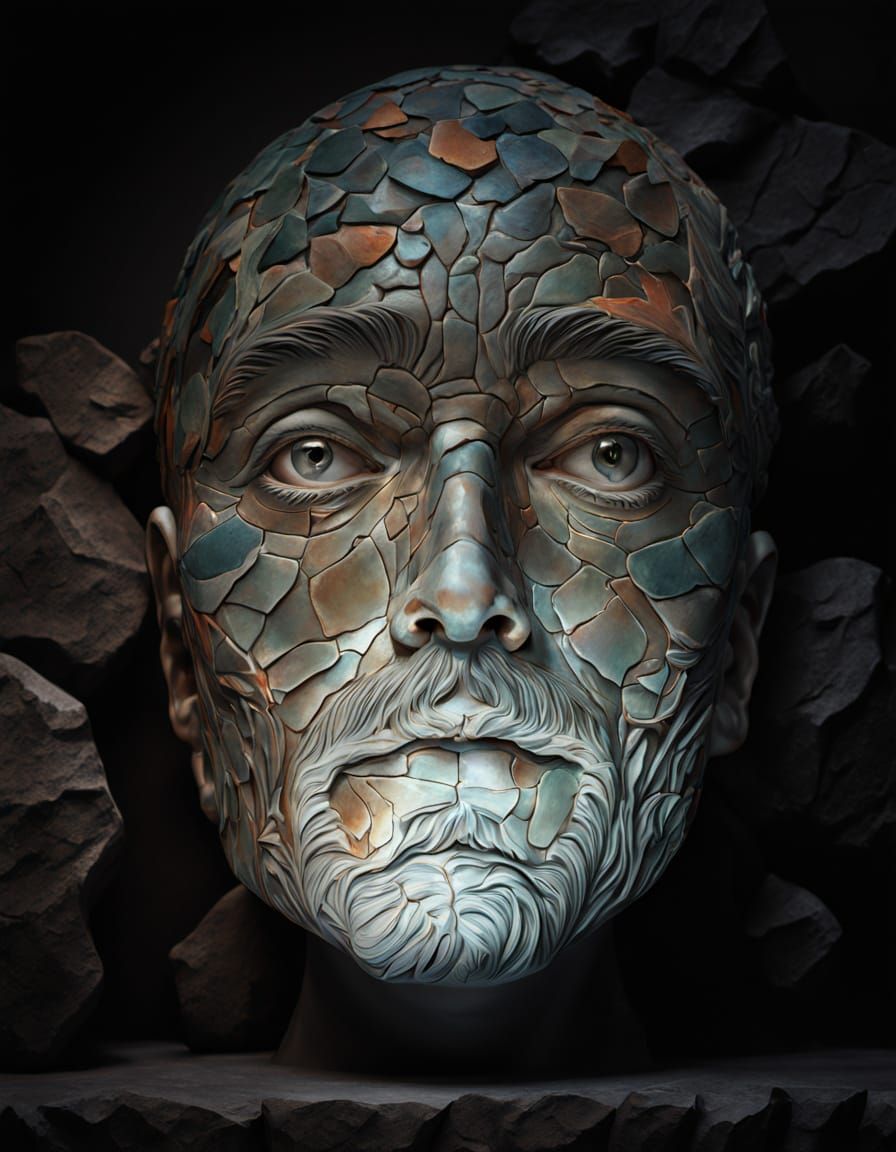 Surreal Stone Masterpiece Captures Intense Express... - AI Art