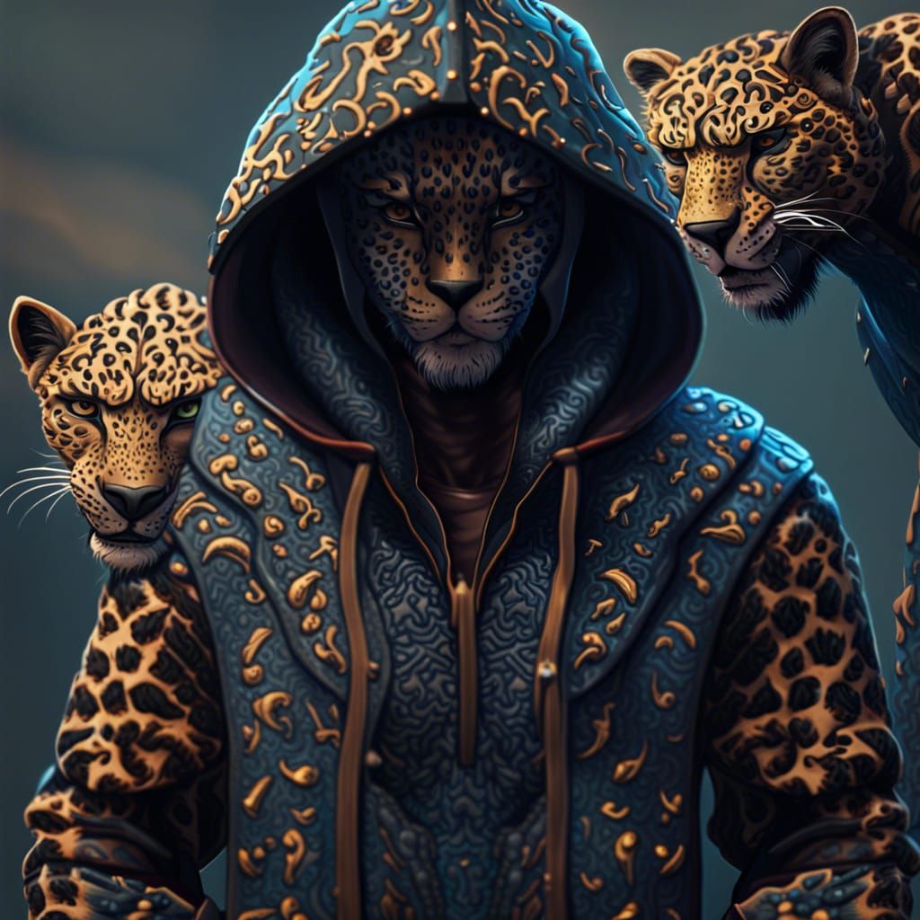 Leopard guy in a fighter hoodie - AI Generated Artwork - NightCafe Creator