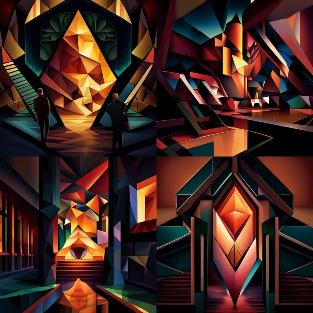 Steam-powered Serenity Retreat cubist painting, Neo-Cubism. - AI ...