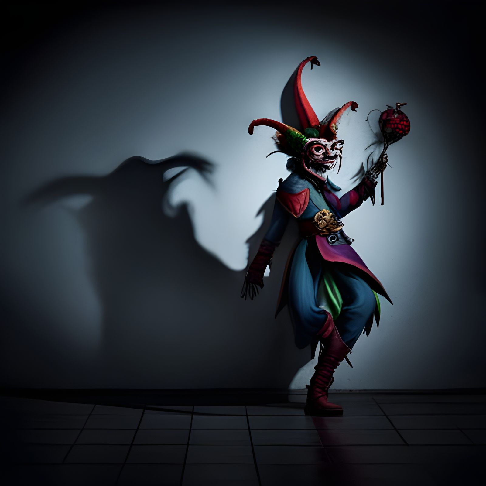 Evil Jester Casting Shadow on Wall - AI Generated Artwork - NightCafe ...