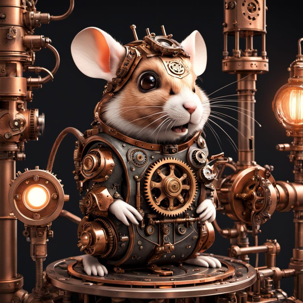 old school hamster - Steampunk Warrior Hamster Masterfully C...