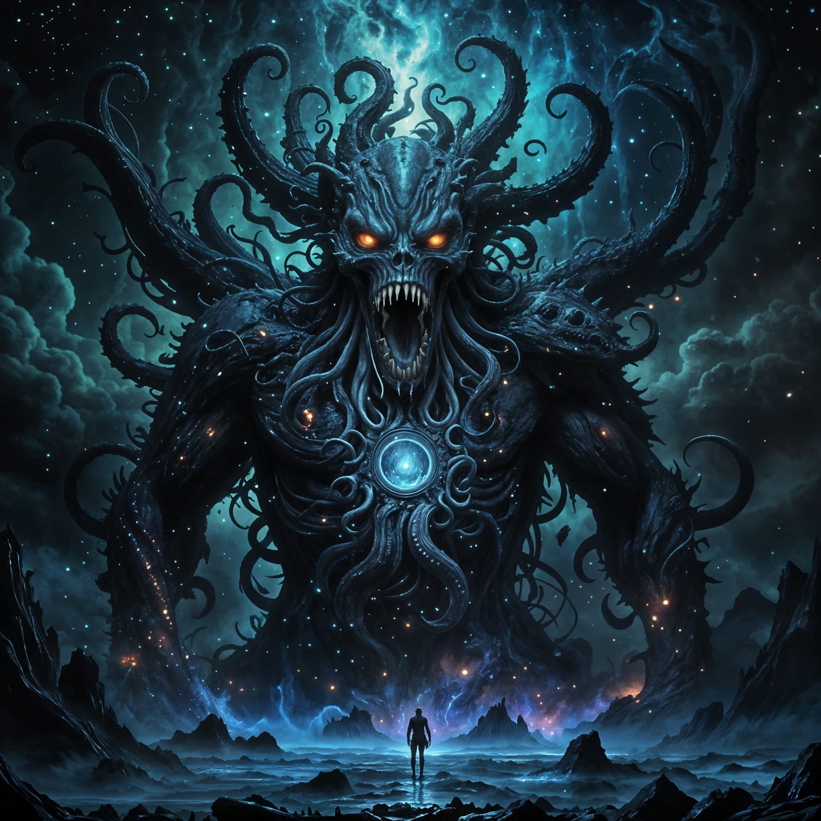 An Eldritch nightmare emerges from the cosmic abyss.