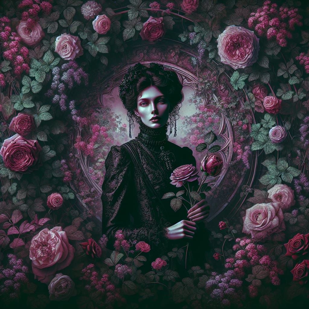 Woman, gothic, Emilie Autumn, roses, vines, ivy - AI Generated Artwork ...