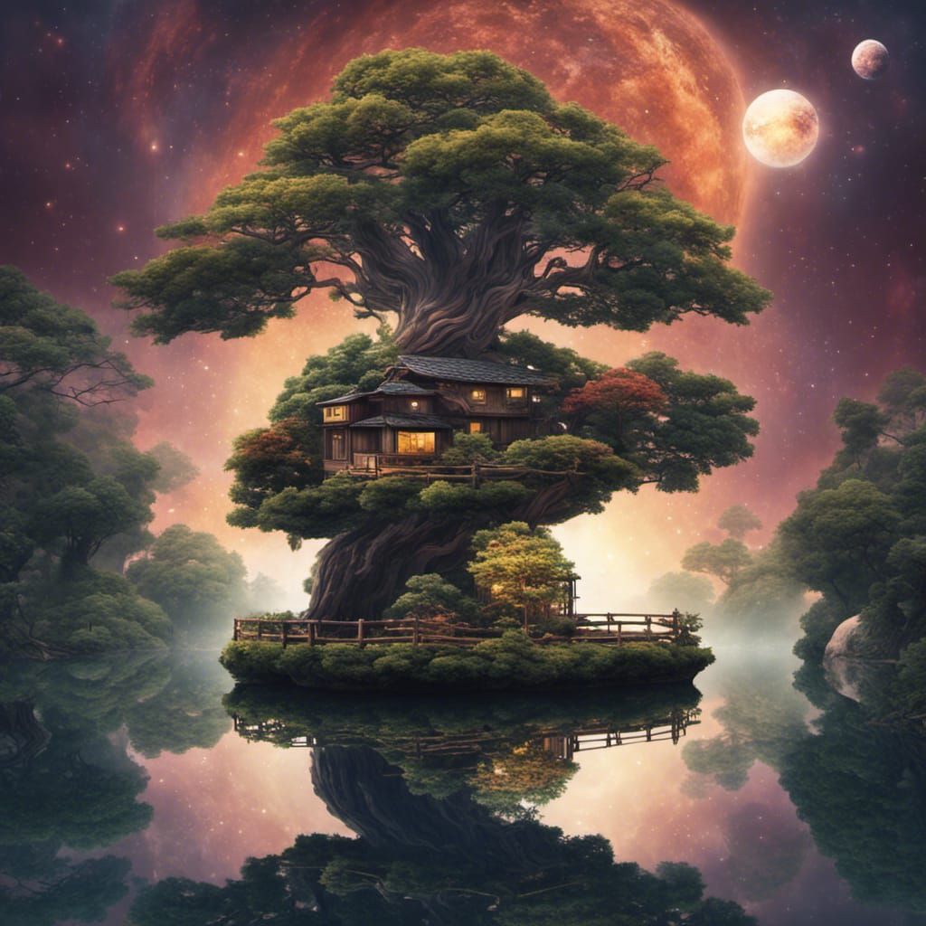 Treehouse island - AI Generated Artwork - NightCafe Creator