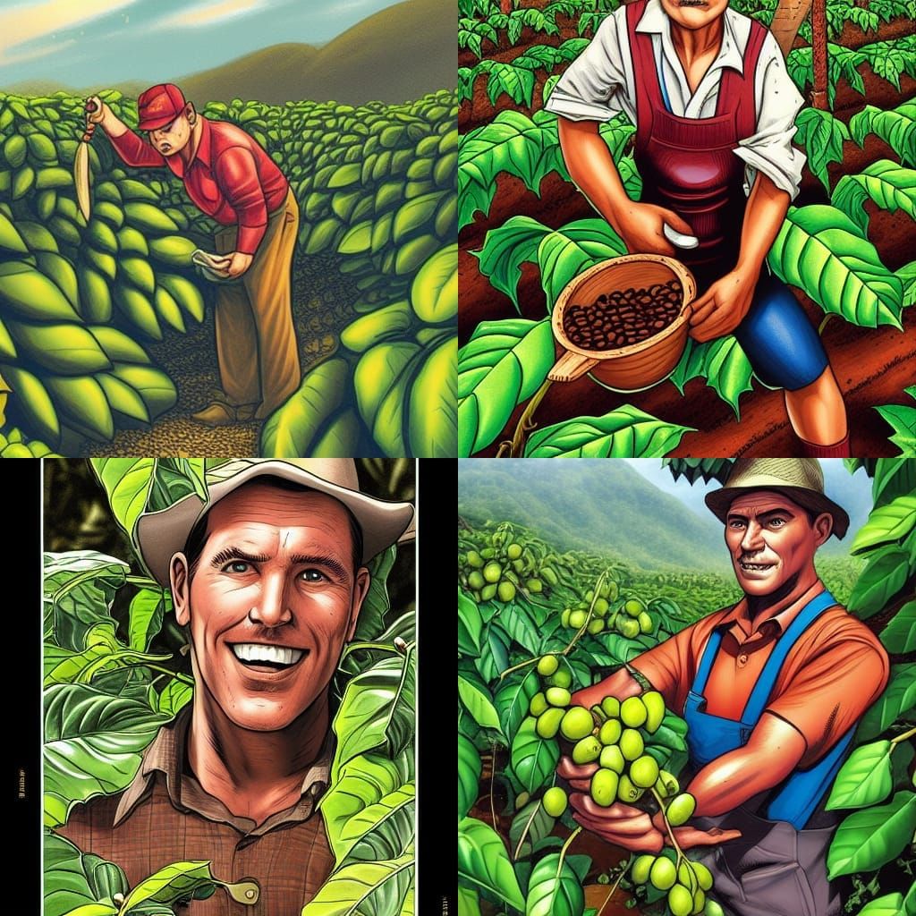 coffee farmer in chiriqui highlands coffee, Mark Brooks, comic book art ...