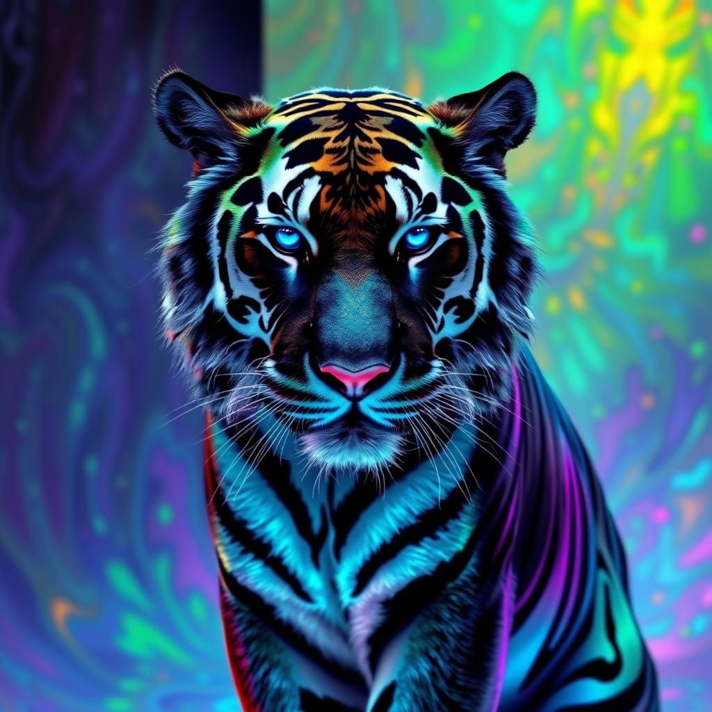 Beautiful tiger - Ethereal Black Tiger in Prismatic Splendor