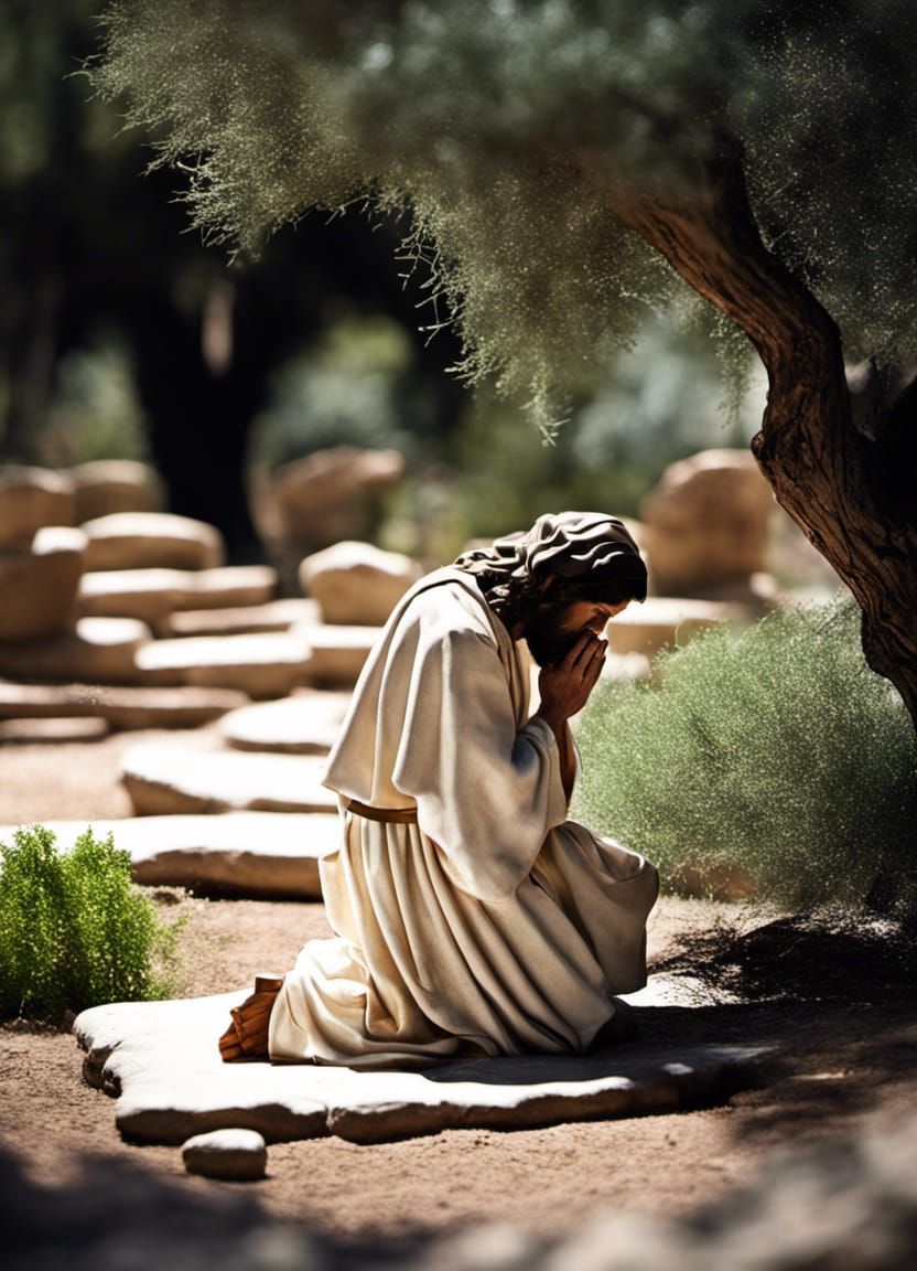 Jesus Praying in Gethsemane Garden - AI Generated Artwork - NightCafe ...